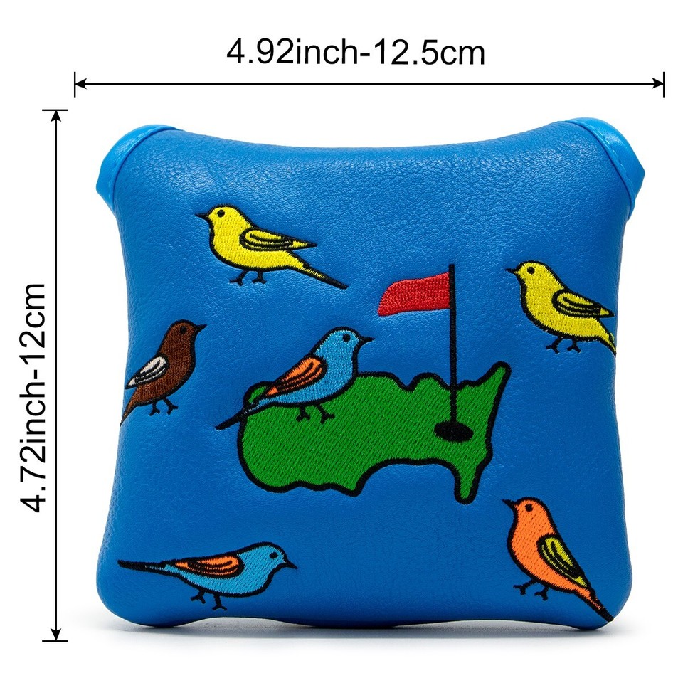 Blue Birdie Green Design Golf Putter Headcover Square Mallet Head Cover ...