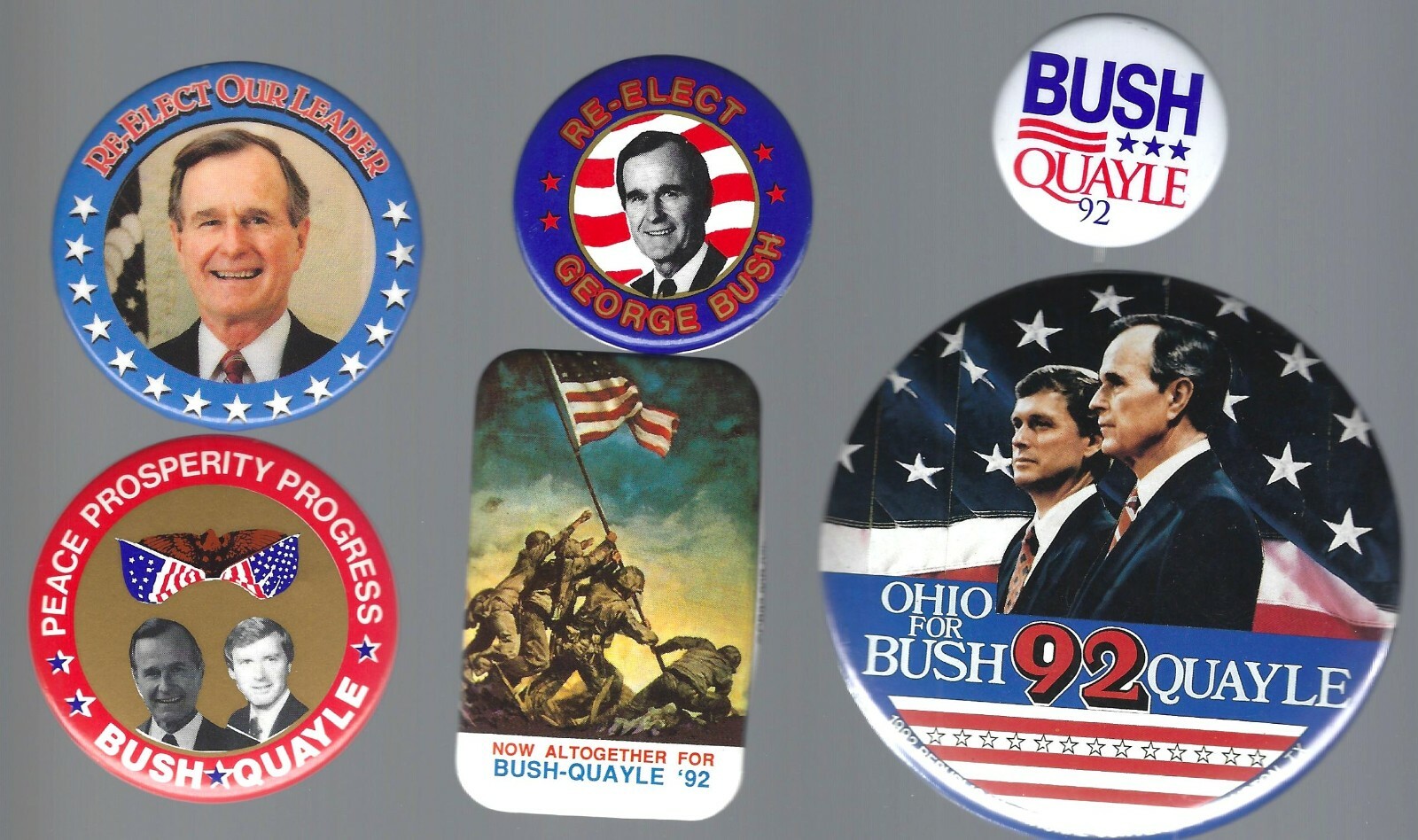 1988 - 1992 GEORGE H.W. BUSH & DAN QUAYLE PRESIDENTIAL CAMPAIGN BUTTON ...