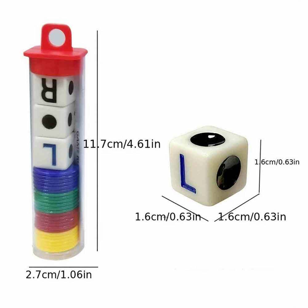 LCR Game Toy Left Center Right Dice Chips Friends Dice Fun Family Party ...