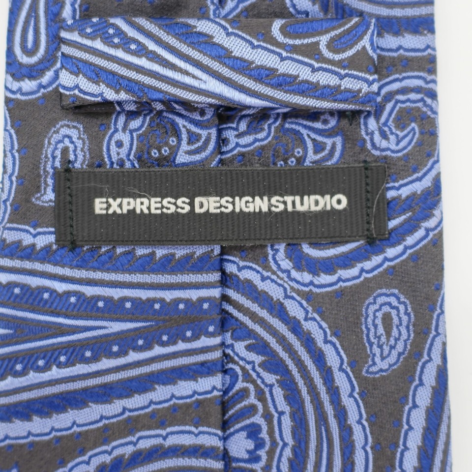Express Design Studio Pewter Brown Blue Paisley Woven Silk Tie | eBay