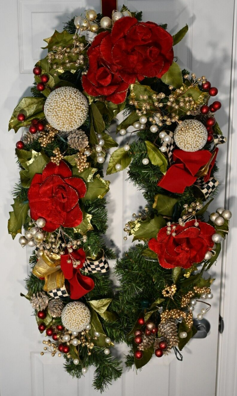 Mackenzie-Childs 10" Wide 72" Long Garnet Magnolia Garland EUC | eBay