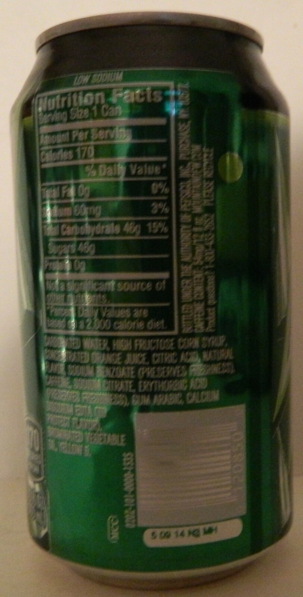 Mountain Dew Nutrition Label