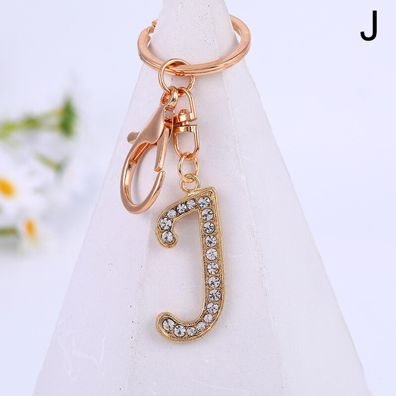 Rhinestone Initial Letter Key Ring Holder Alphabet Women Bag Pendant ...