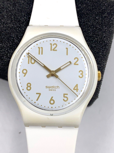 Swatch Watch Gent BIOSOURCED White Bishop GW164 Unisex 34mm Working new ...
