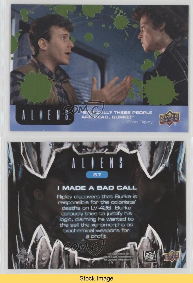 2018 Upper Deck Aliens Movie Alien Blood I Made A Bad Call #67 READ ...