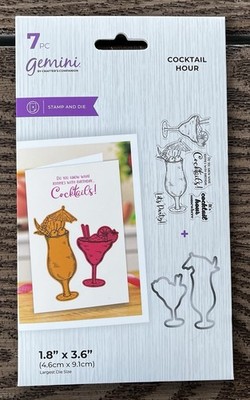 Gemini Cocktail Hour Dies & Stamps 7pc Set New Crafters Companion | eBay