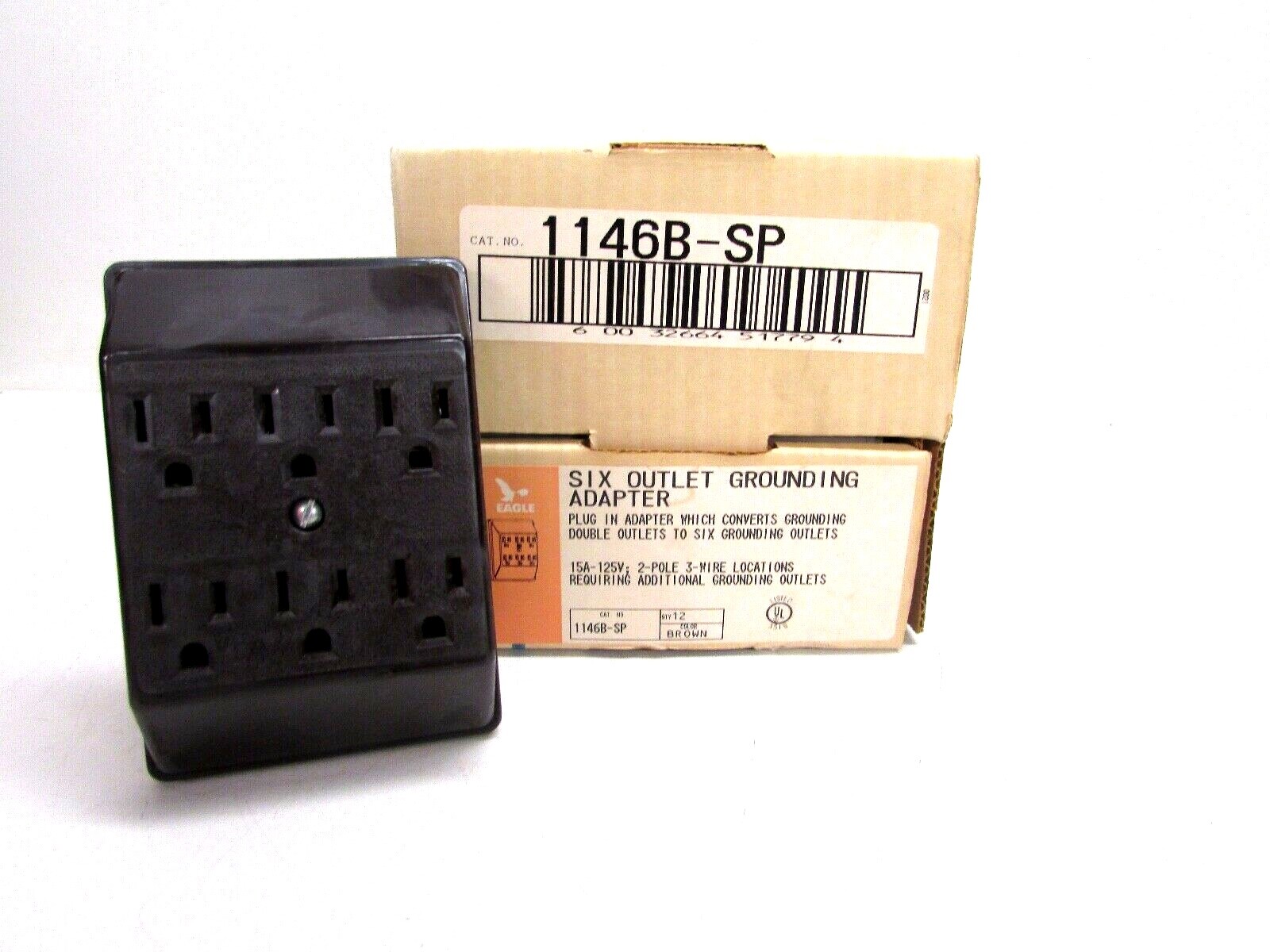 NOS! EAGLE SIX OUTLET GROUNDING ADAPTER, 15A-125V 2-POLE 3-WIRE #1146B ...