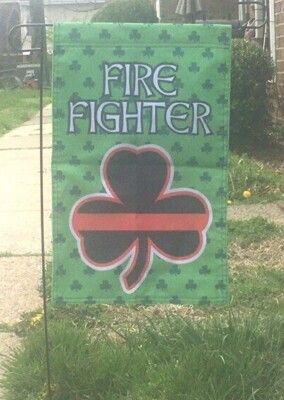 Irish Fire Fighter Shamrock Garden Flag ishopirish Firefighter | eBay