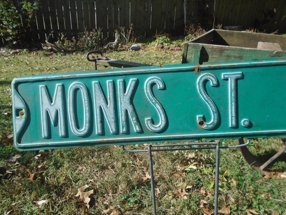 vintage MONKS ST Embossed Street Sign | eBay