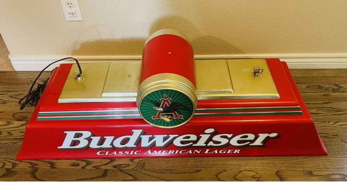 Vintage Budweiser Large Pool Table Light Lighted Sign | eBay