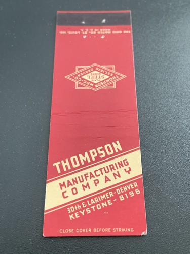 Vintage Colorado Matchbook: “Cott Thompson Manufacturing Co” Denver, CA ...