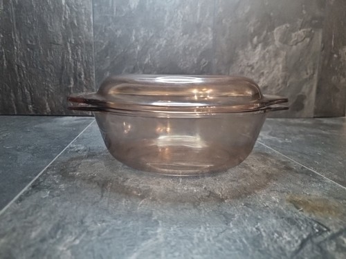 Small Casserole Dish With Lid Arcopal Pyrex France Amber Smoked Glass ...