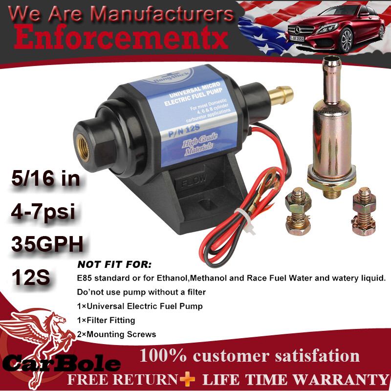 4-7PSI Universal Electric Fuel Pump For w/Carburetor 35 GPH Micro Fuel ...