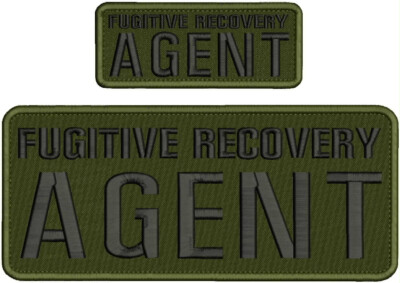 2 Fugitive Recovery Agent EMB Patches 10X4 And 5x2 Velcr@ On Back Black ...