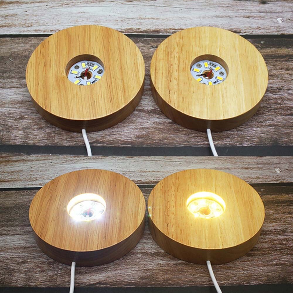 Wood Light Base Wooden Rechargeable LED Light Rotating Display Stand ...