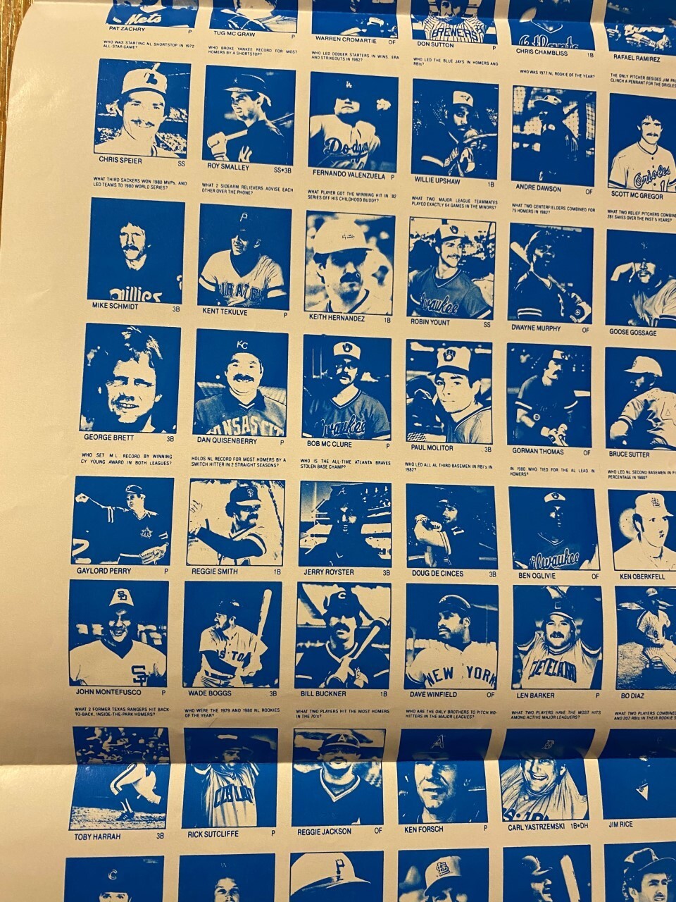 1983 Fleer Stamp CHECKLIST POSTER - MINT UNOPENED GEORGE BRETT RICKEY ...