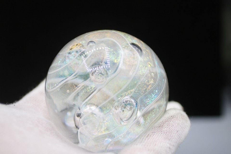 Vintage Glass Eye Studio Paperweight Signed GES 98 Iridescent w/Bubbles ...