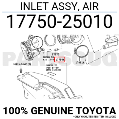 1775025010 Genuine Toyota INLET ASSY, AIR 17750-25010 | eBay
