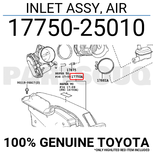 1775025010 Genuine Toyota INLET ASSY, AIR 17750-25010 | eBay