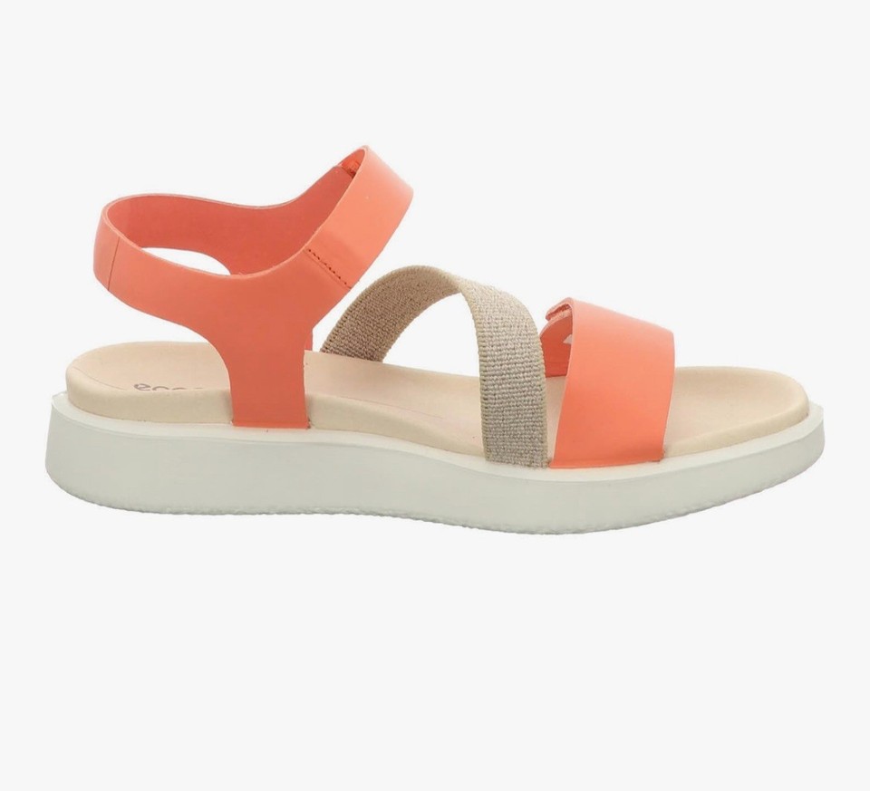 ECCO Women's Flowt 2 Band Leather Sandal, Coral, Size US 7-7. 5, EU 38 | eBay