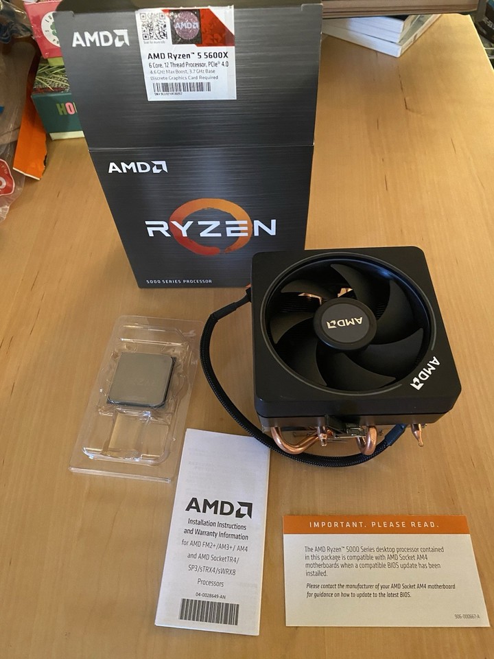 AMD Ryzen 5 5600X 6-Core 12-Thread 4.6GHz AM4 Processor with Cooler ...