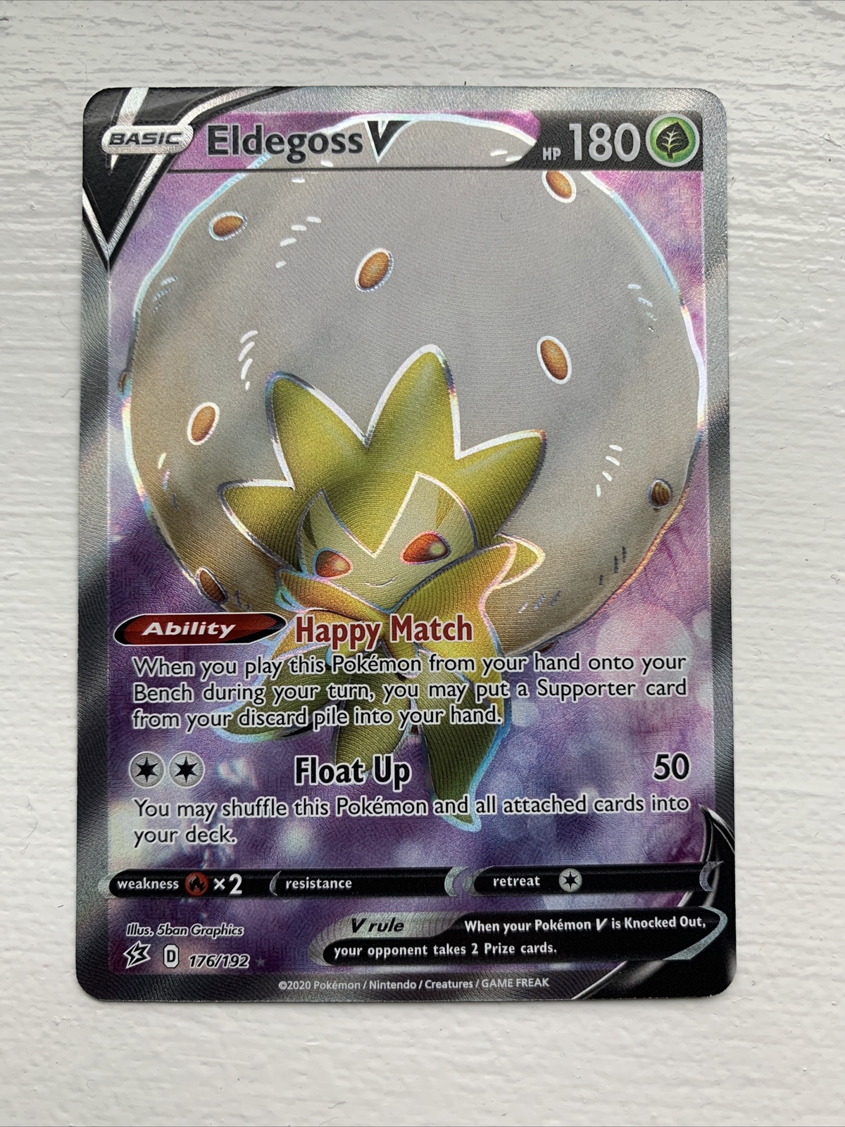 Eldegoss V 176/192 Rebel Clash Pokemon Card Holo Full Art Ultra Rare NM ...
