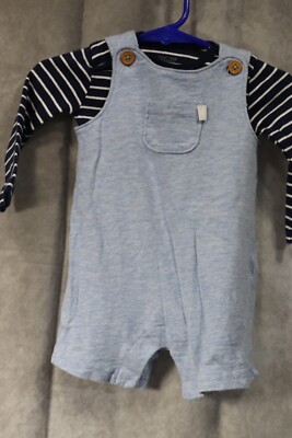 Just One You Boy's Blue Striped Long Sleeve Body Suit Baby Blue ...