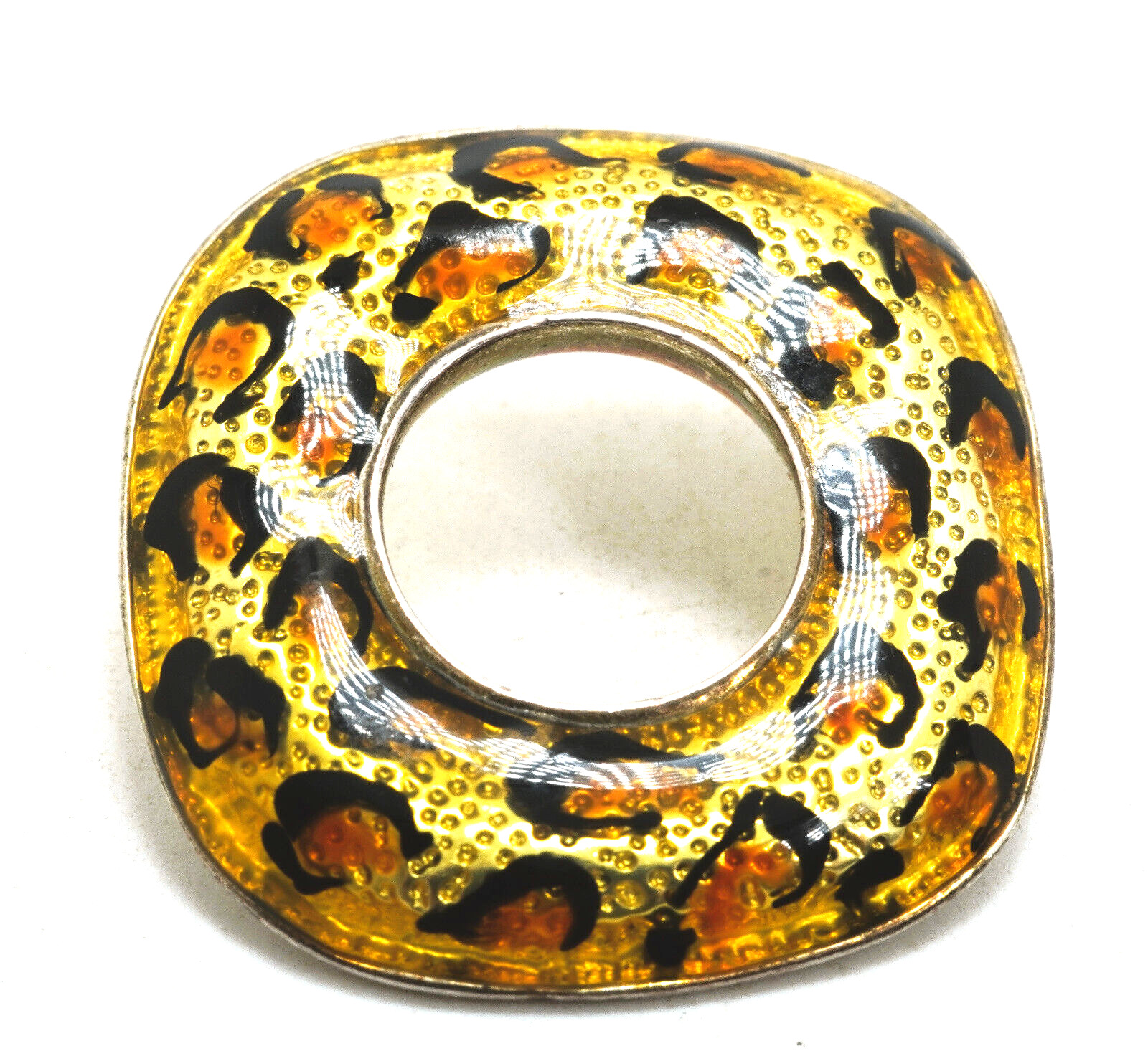 David Sigal Sterling Silver & Leopard Pattern Enamel … - Gem