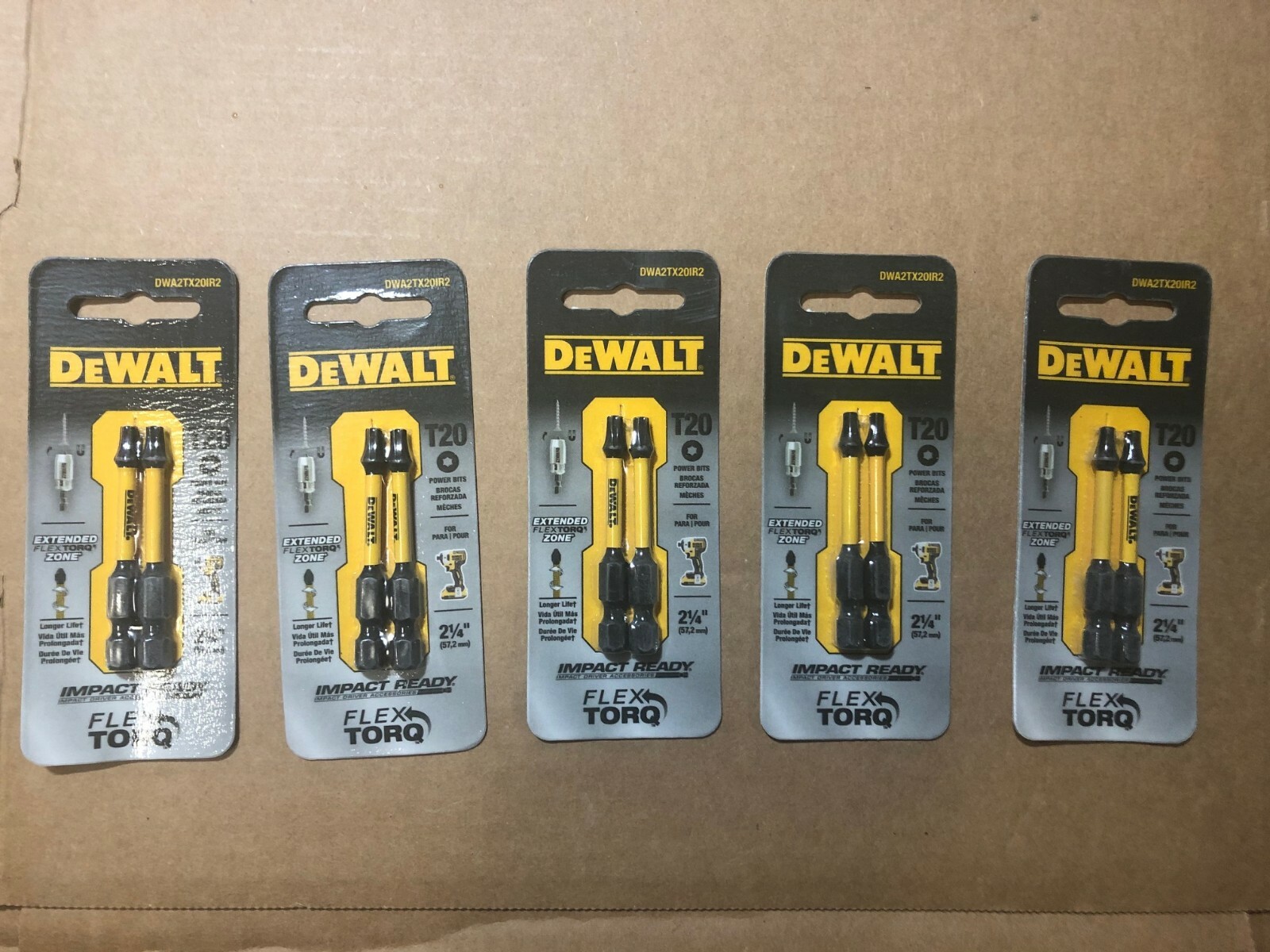 DEWALT ACCESSORIES DWA2TX20IR2 T20 STAR 2" Impact Bit 5 Packs of 2 = 10 ...