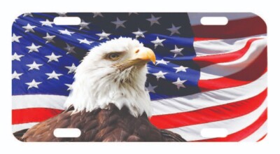 American Flag Bald Eagle License Plate Auto Tag | eBay