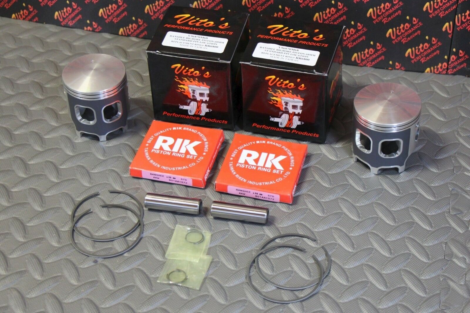 2 x Vito's ATHENA Banshee pistons FORGED 68.00 stock cylinder BIG BORE ...