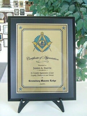 MASON MASONIC AWARD BLACK PLAQUE BEAUTIFUL 7x9 FREE LETTERING * | eBay UK