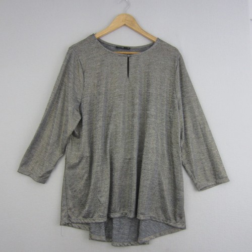 Regatta Top Womens 18 Silver Grey Metallic Knit Stretch Flowy Casual ...