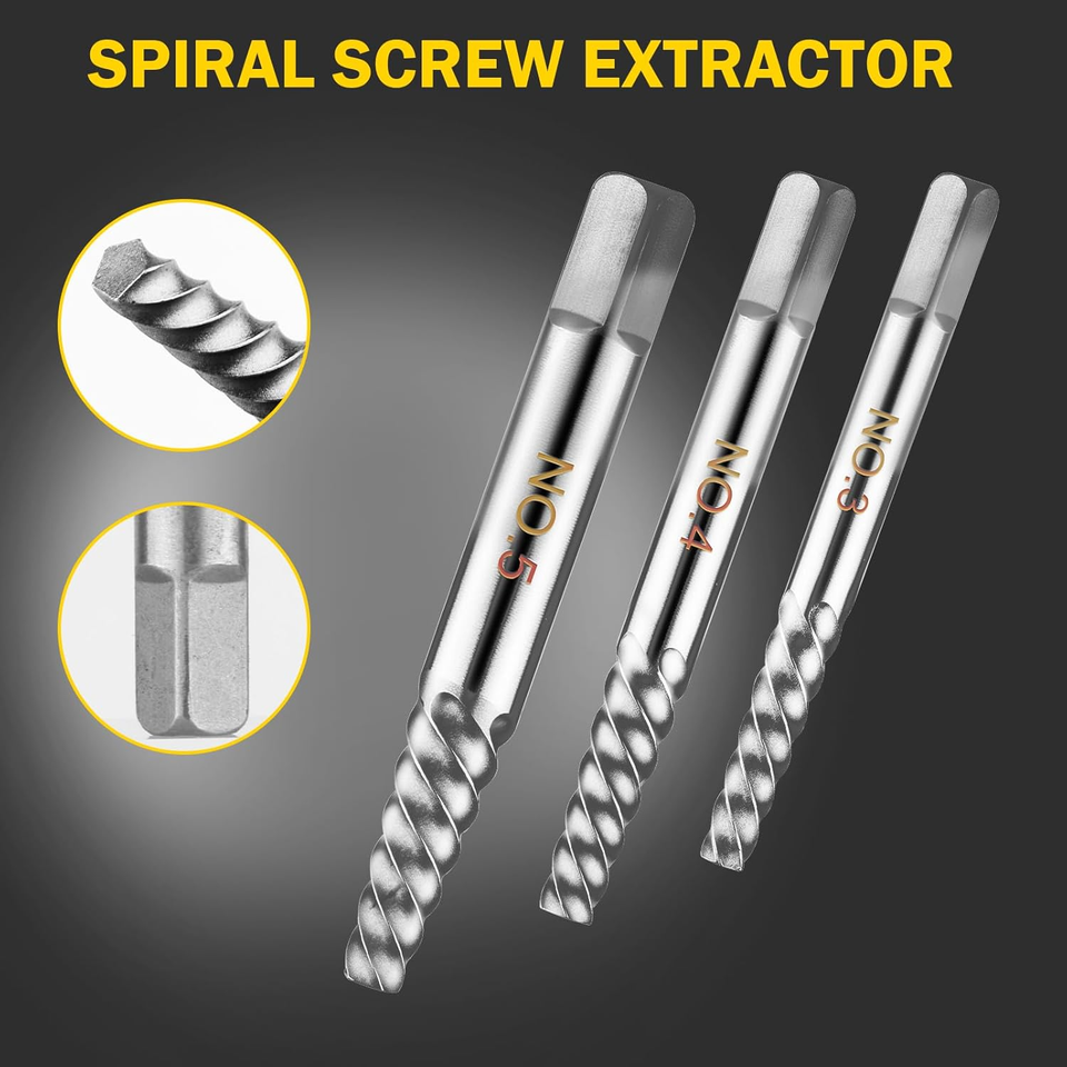 14 Pcs Screw Extractor Set, 35# Cr-Mo Alloy Steel & HSS Steel, Reverse ...