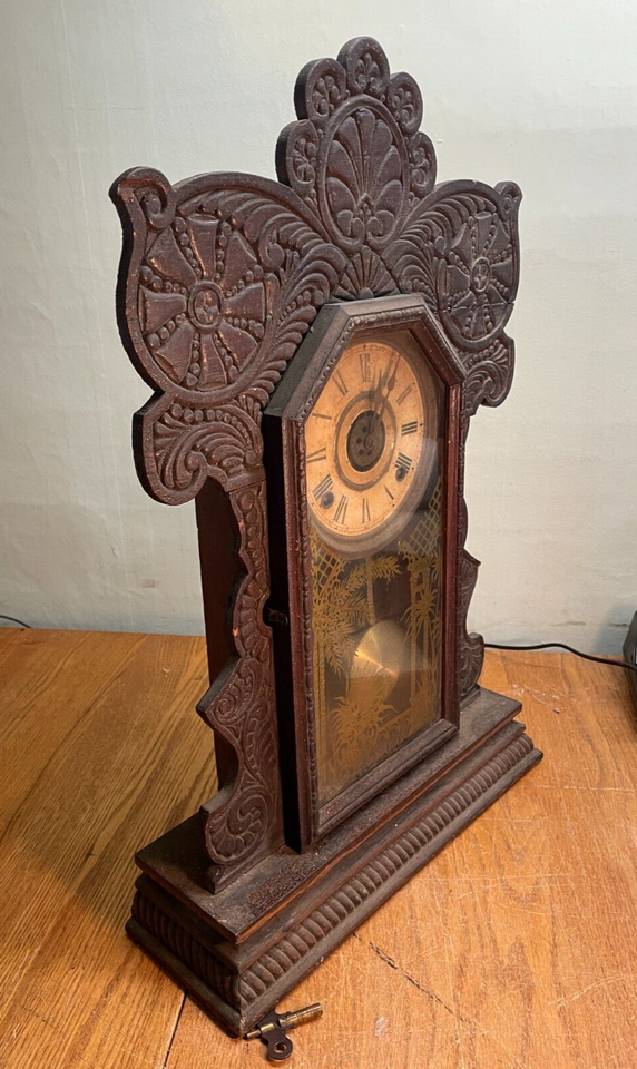Antique 1880's E INGRAHAM Victorian Walnut Parlor Mantel Clock with ...