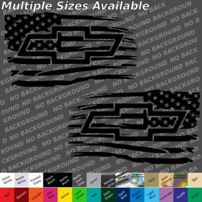 Chevy tattered flags decals pair bow tie chevrolet truck car SUV ...