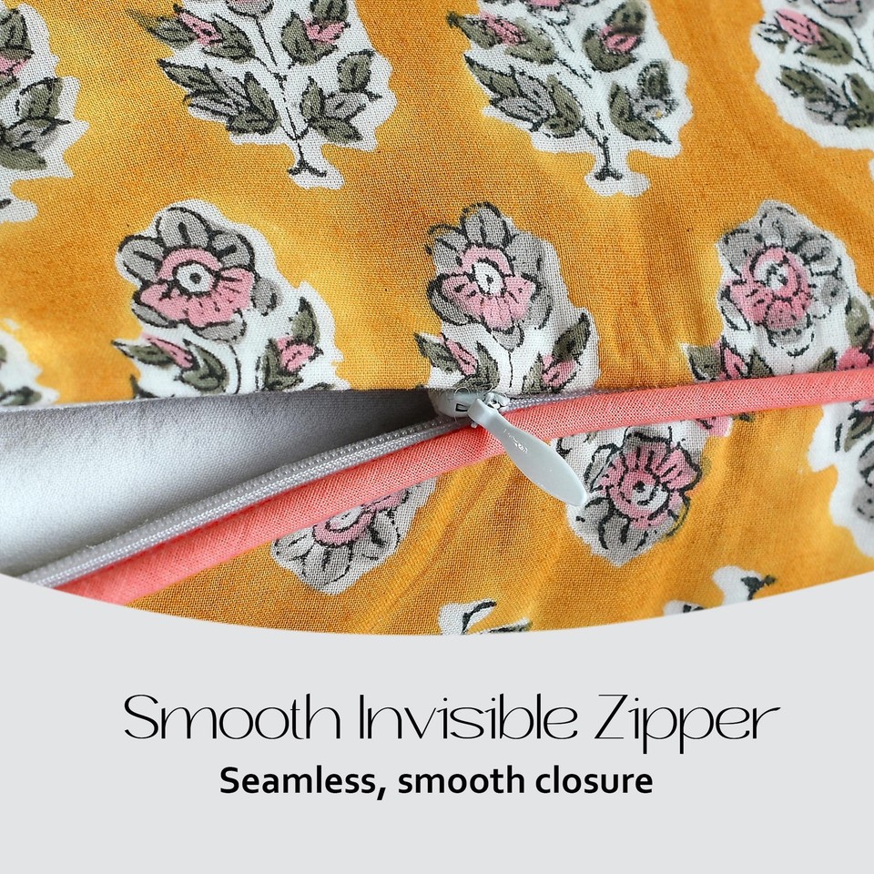 CPC Yellow Citrine 100% Cotton Block Print Sham Cover 12x20 inch ...