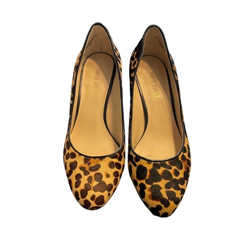 Nine West Leopard Print Genuine Cow Leather Wedges Heels Women's Size 5 ...