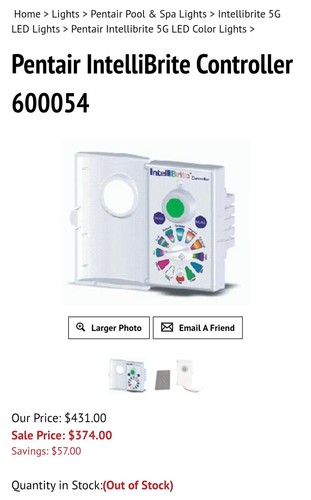Pentair IntelliBrite 600054 LED Pool & Spa Light Controller | eBay