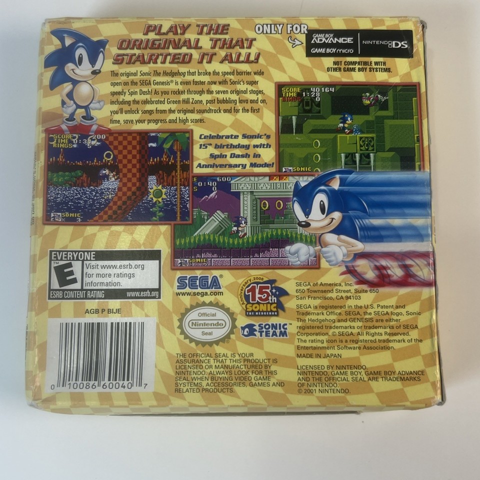 Sonic the Hedgehog: Genesis GBA 2006 Cartridge, Box Tested | eBay