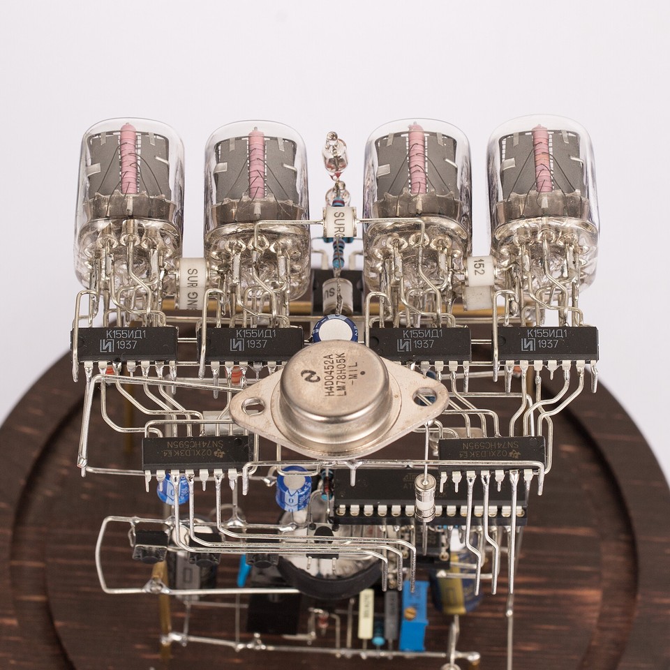 Vintage IN-12 Nixie Tube Clock Kit with Tubes w/Round Glass Case Home ...