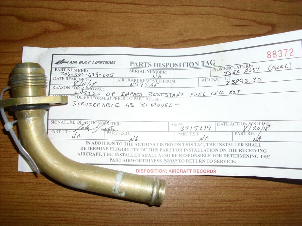 Bell 206 Helicopter Tube 206-063-639-005 | eBay