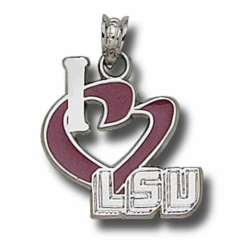 LSU I Heart LSU With Enamel Medium Silver Pendant | eBay