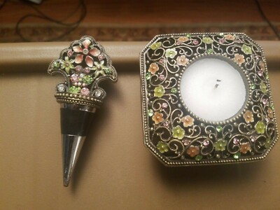 Enameled & Jeweled Tea Light - Wine Stopper 2 | eBay