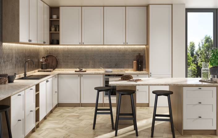 Beige Sandstone Rounded Edge Laminate Kitchen Worktops | eBay UK