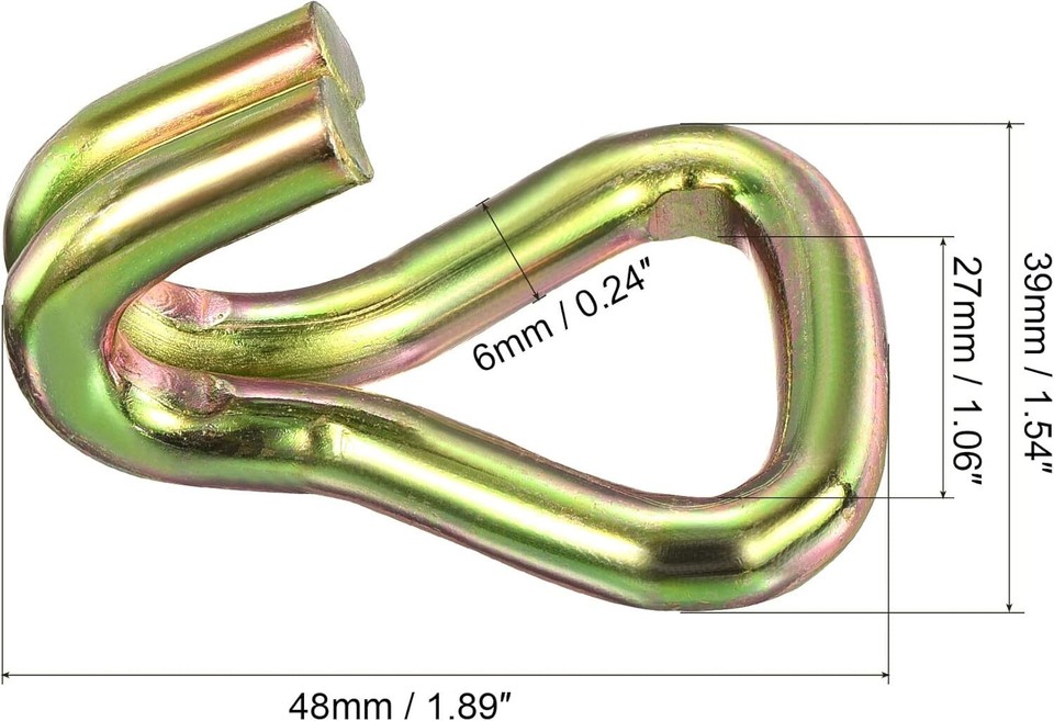 Ratchet Double J Strap Hook Load 2204 Lbs Zinc Color for 1" Tie down ...
