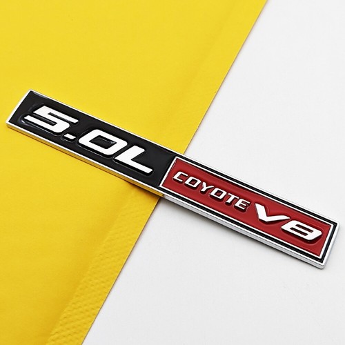 3D Chrome Black & Red 5.0L Coyote V8 Emblem Engine Logo Racing SUV ...