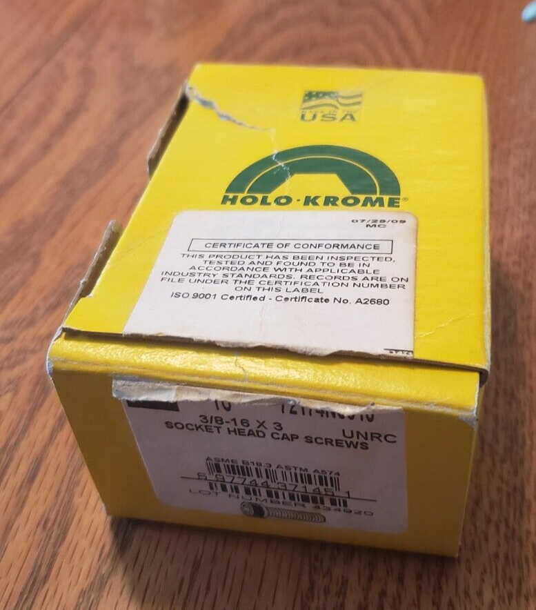ALLEN HOLO-KROME SOCKET HEAD CAP SCREW 3/8-16 x 3, box of 10 | eBay