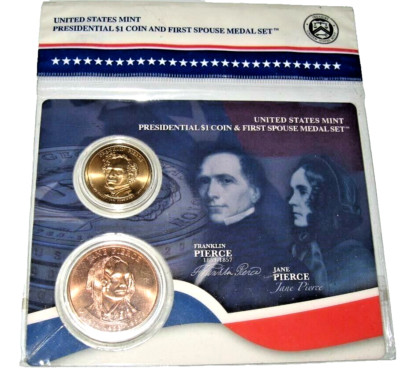 2010 US Mint FRANKLIN & JANE PIERCE Presidential $1 Coin First Spouse ...