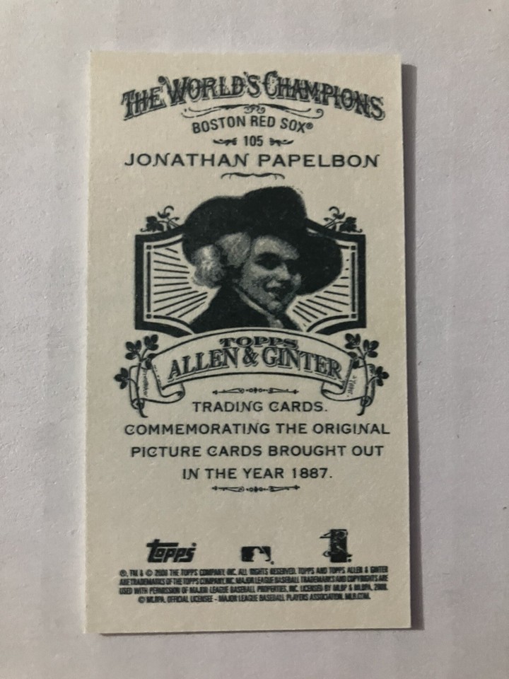 2008 Topps Allen and Ginter Mini A and G Back Card #105 Jonathan ...